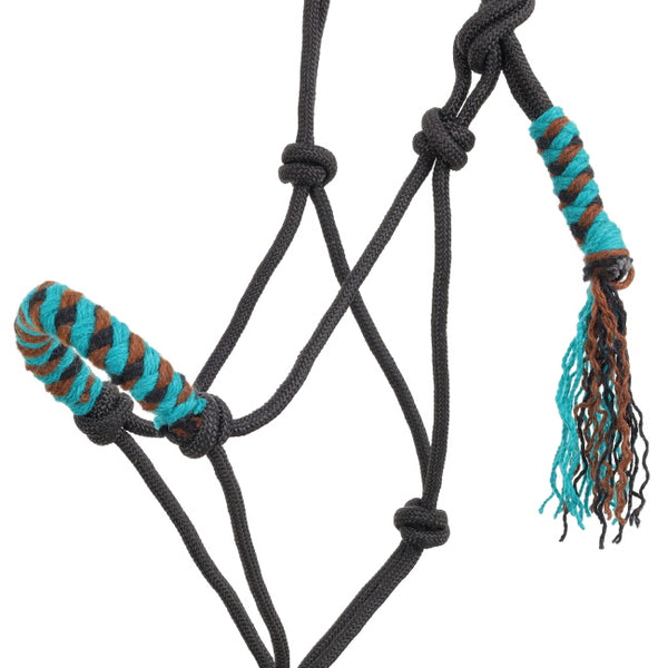 Showman Tealwood Mohair Wool Nose Cowboy Knot Halter with Lead - Saddleworld Ipswich