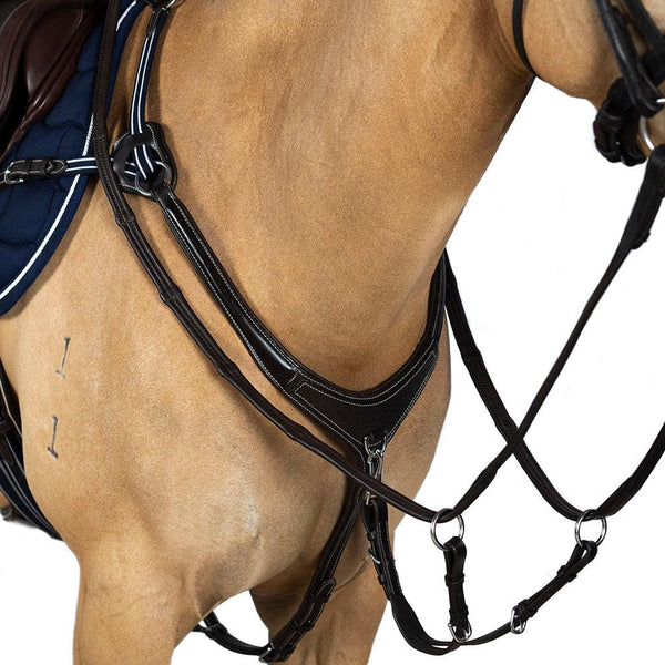 Flexible Fit AR 5 Point Leather Breastplate - Saddleworld Ipswich