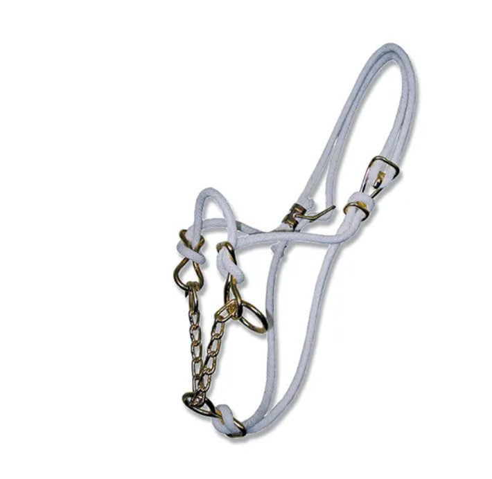 Hackamore Halter Cotton Rope Cow White - Saddleworld Ipswich