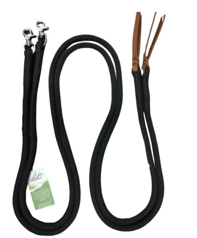 Nungar Knots Reins 2m Split with Stainless Steel Clips 12mm Yatching Rope - Saddleworld Ipswich