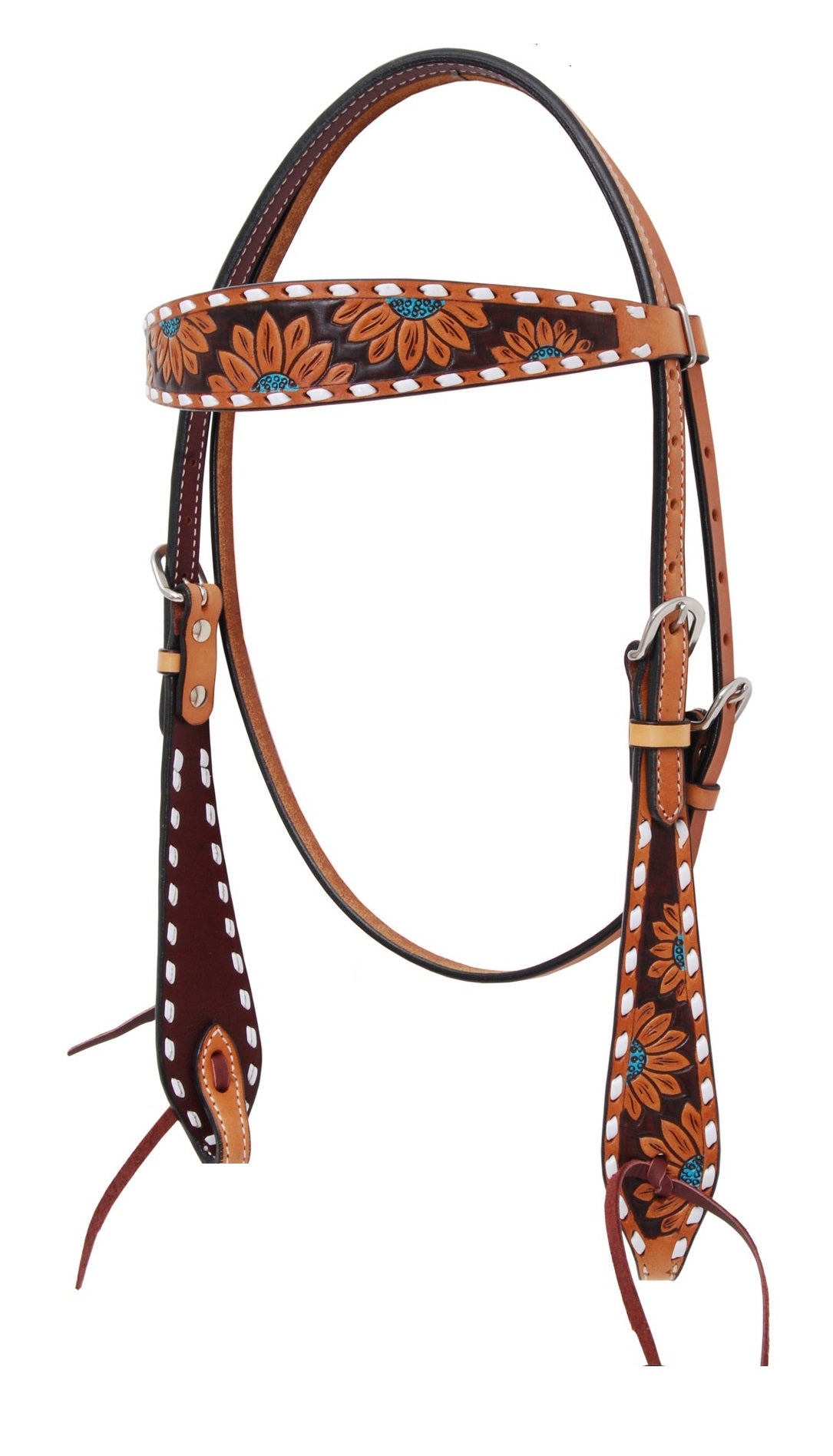 Rafter T Ranch Bridle Turquoise Sunflower Tooling - Saddleworld Ipswich